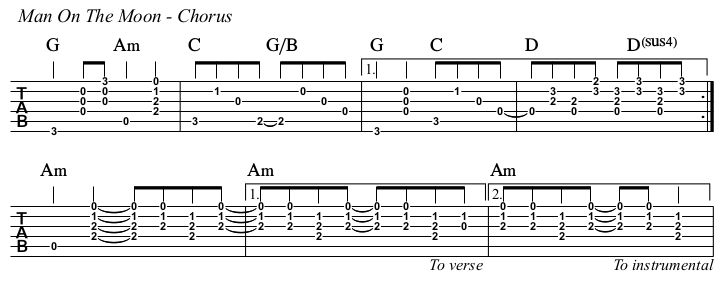 Man On The Moon (R.E.M.) Guitar Lesson with TAB - SpyTunes Lessons